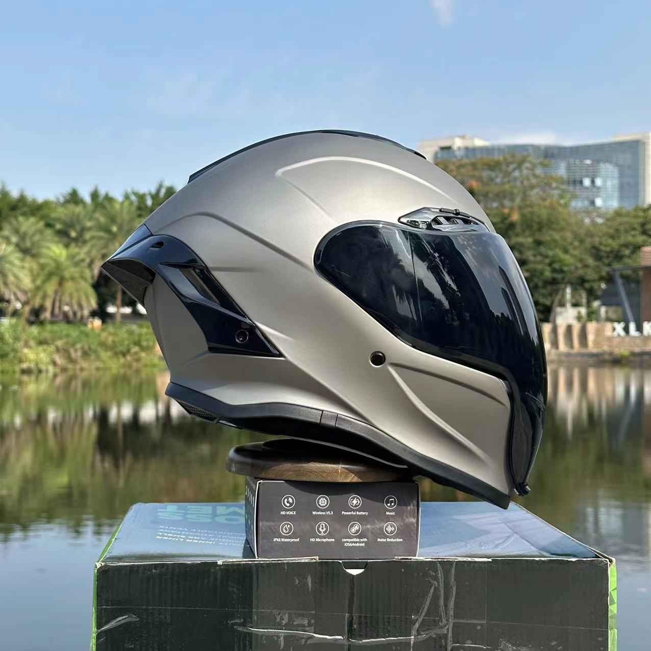 Mecha NBTK Motorcycle Helmet - Full-Cover Retro Design with Bluetooth ...