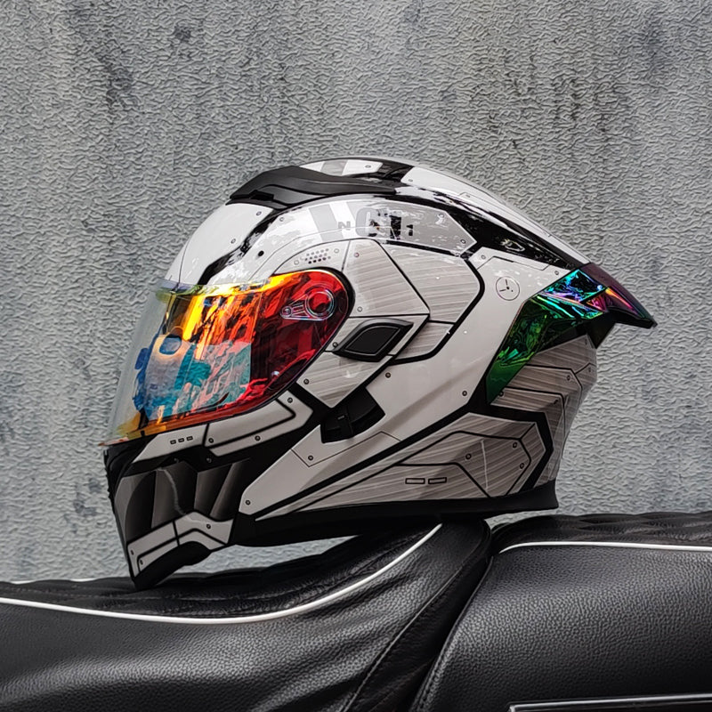 Mecha Full Face Dual Visors Unisex - Bluetooth Motorcycle Helmet ...